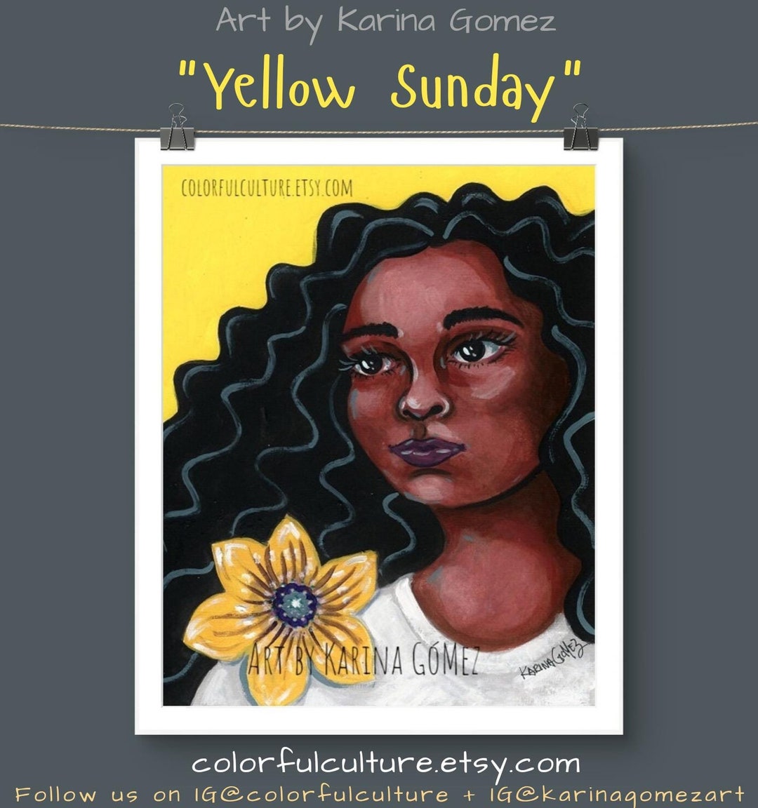 Yellow Sunday"original Painting & Print by Karina Gomez-mexican Folk ...