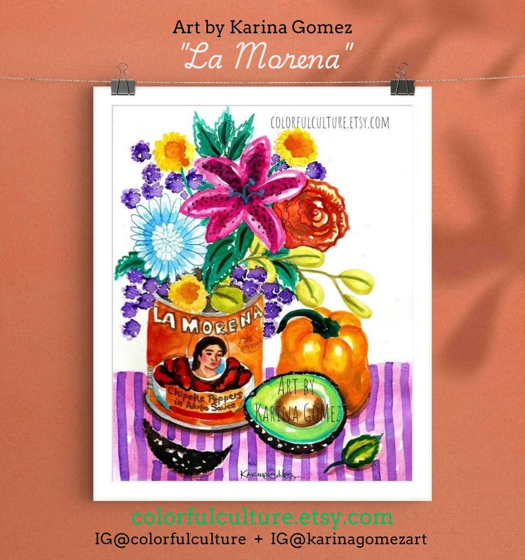 La Morena"original Painting & Prints by Karina Gomez-mexican Food Art ...