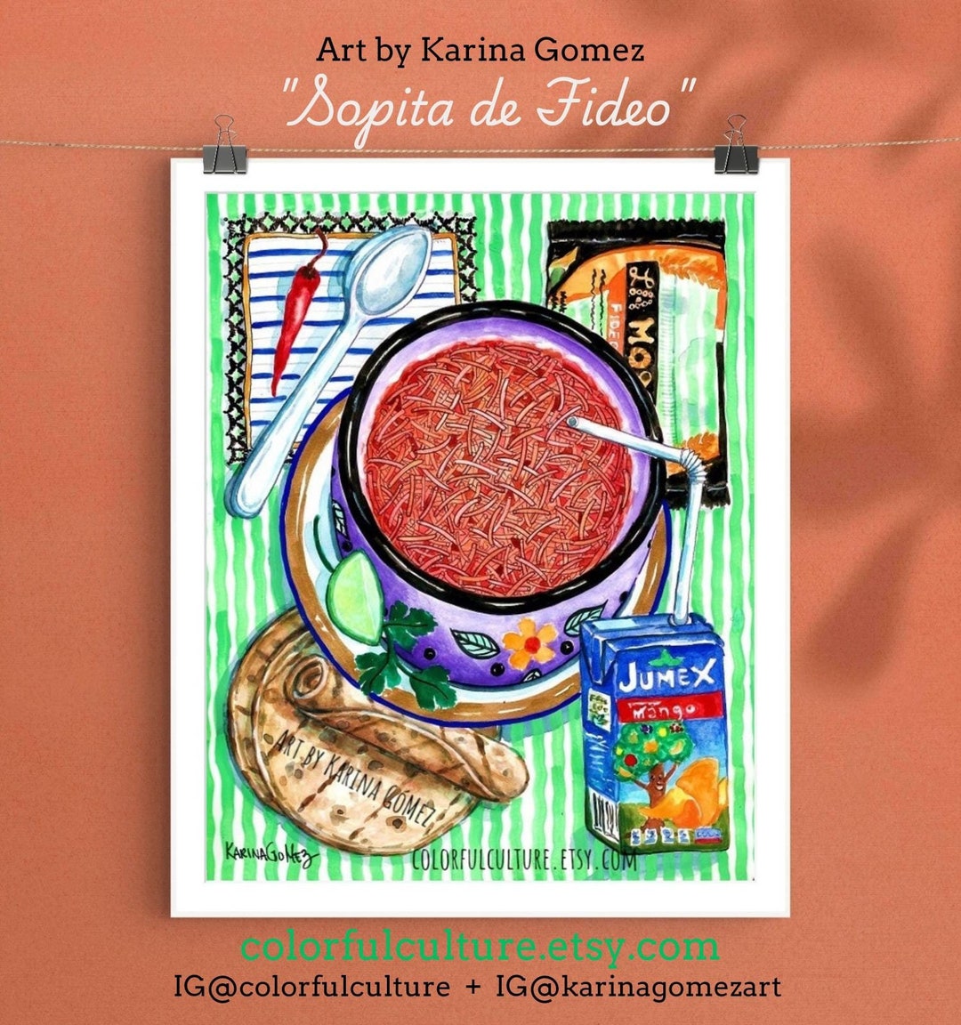 Sopita De Fideo"original Painting & Prints by Karina Gomez-mexican Food ...