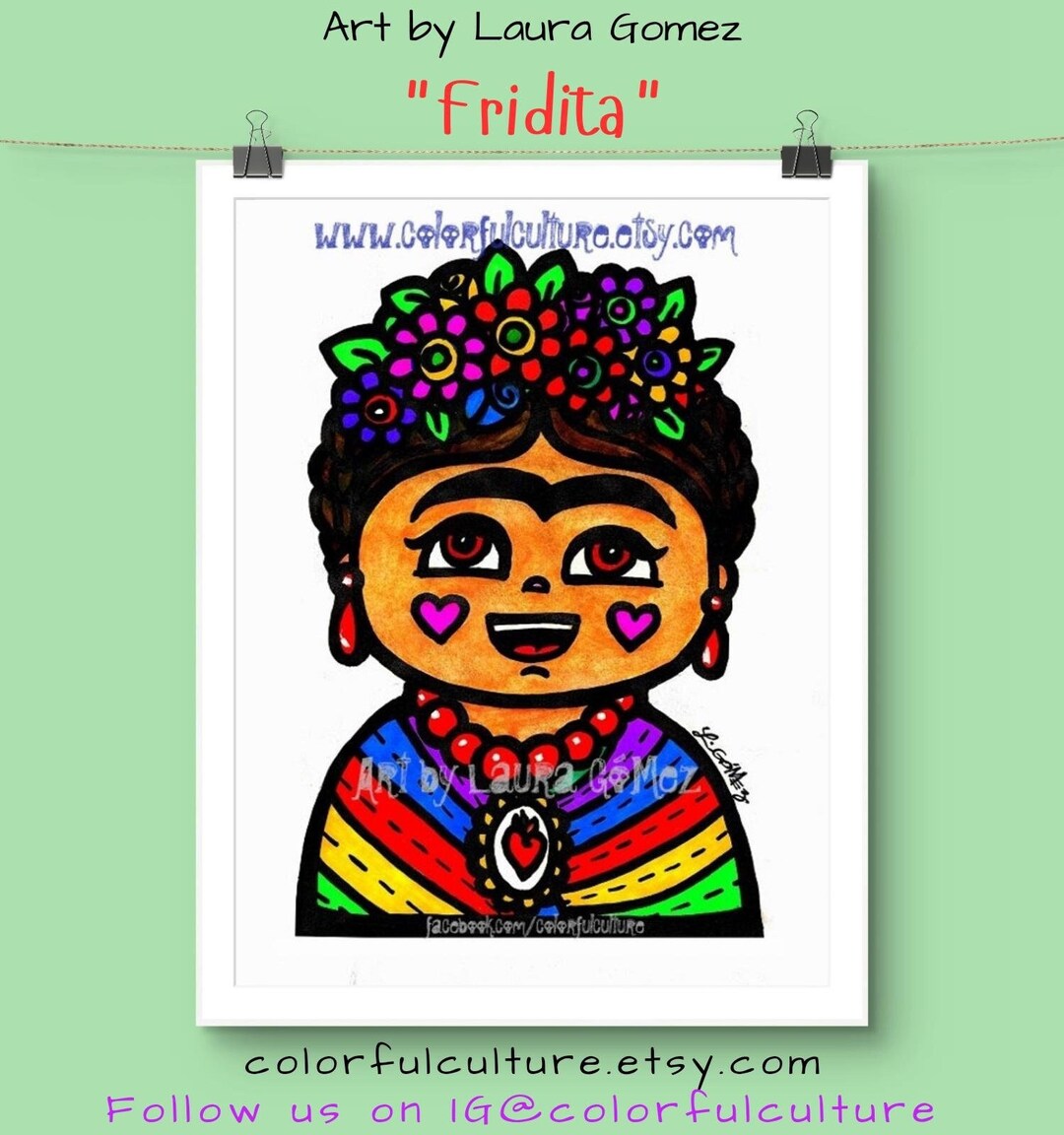 Fridita/little Frida Kahlo ,print of Original Art by Laura Gomez ...