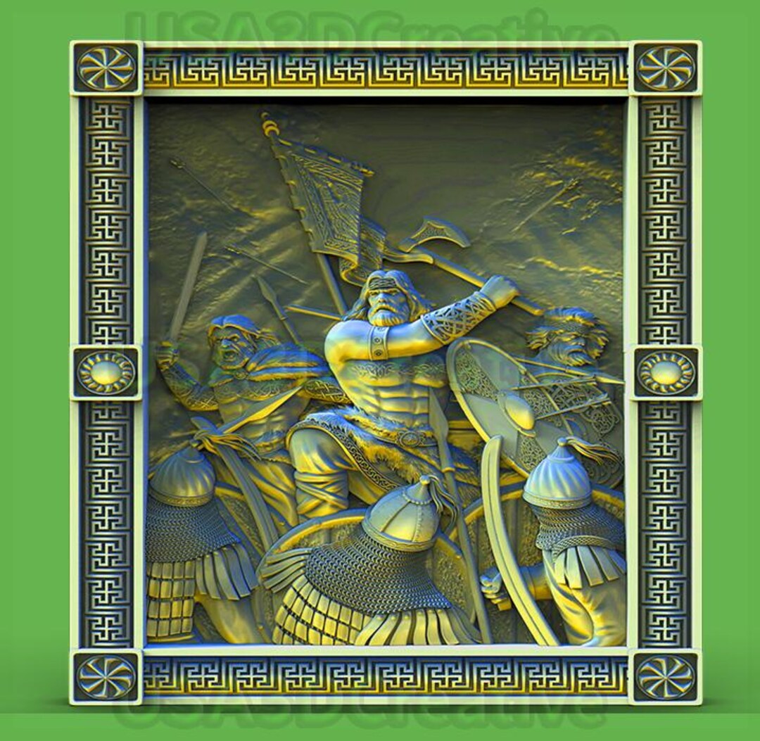 Warriors Fighting STL 3D Model for CNC Router, Wood Art, Wall ...