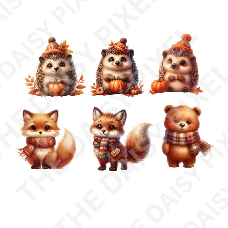 Fall Woodland Critters Clipart Set – 28 Pngs, 300 DPI – Cute Autumn ...