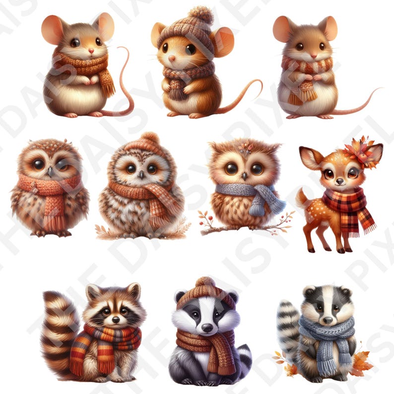 Fall Woodland Critters Clipart Set – 28 Pngs, 300 DPI – Cute Autumn ...