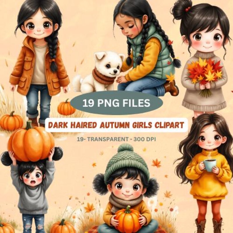 Black Girl Fall Clipart - Etsy