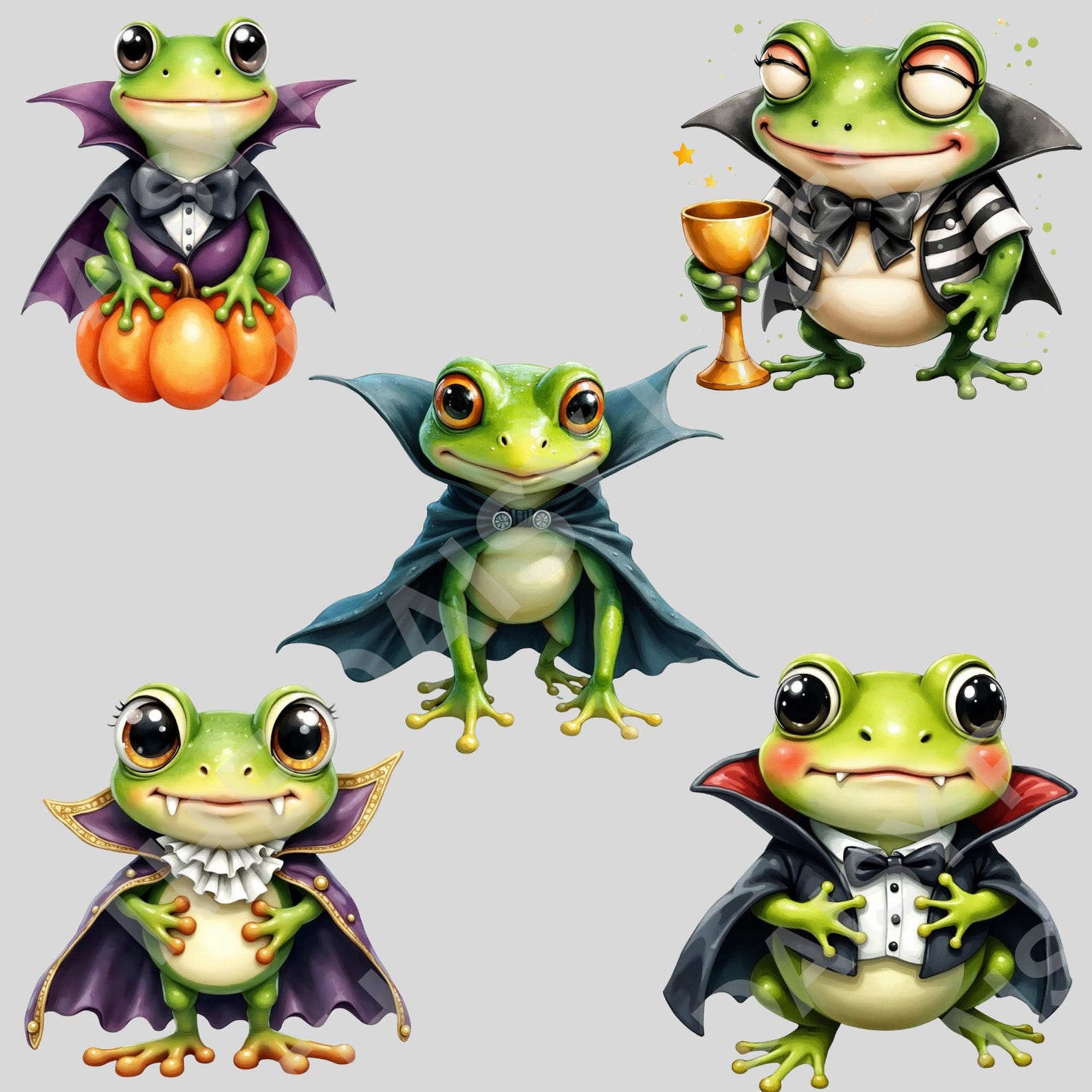 15 Vampire Frog Clipart Pngs – Cute Halloween Frogs With Capes & Fangs ...