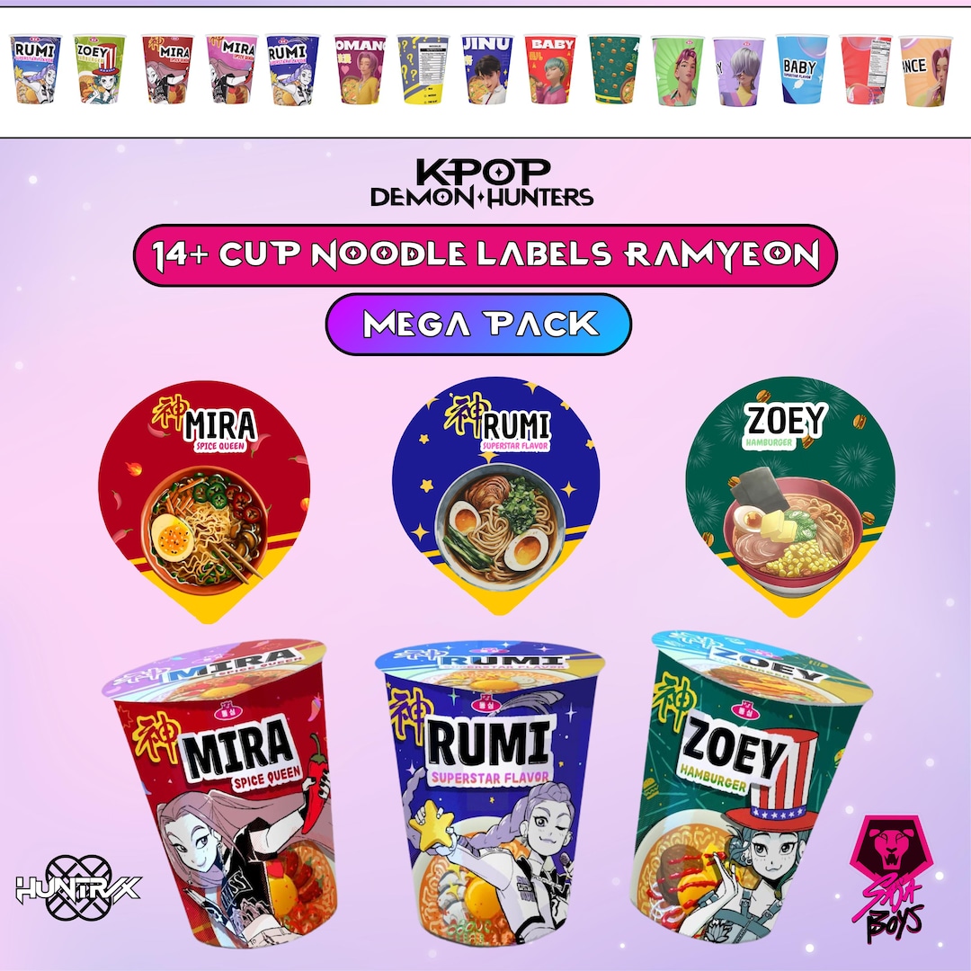 14+ Kpop Demon Hunters Cup Noodle Labels Ramen | Rumi Mira Zoey ...