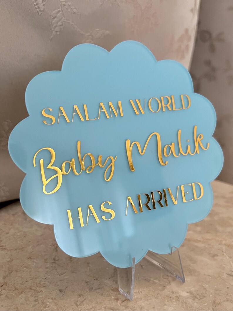 Personalized Acrylic Sign “salaam World Baby Has Arrived” • Name Plate ...