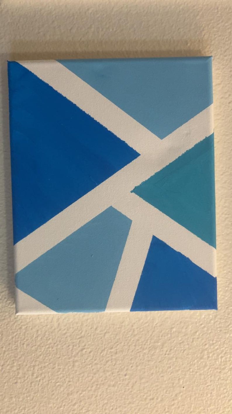 4 Blue Multicolored Paintings - Etsy