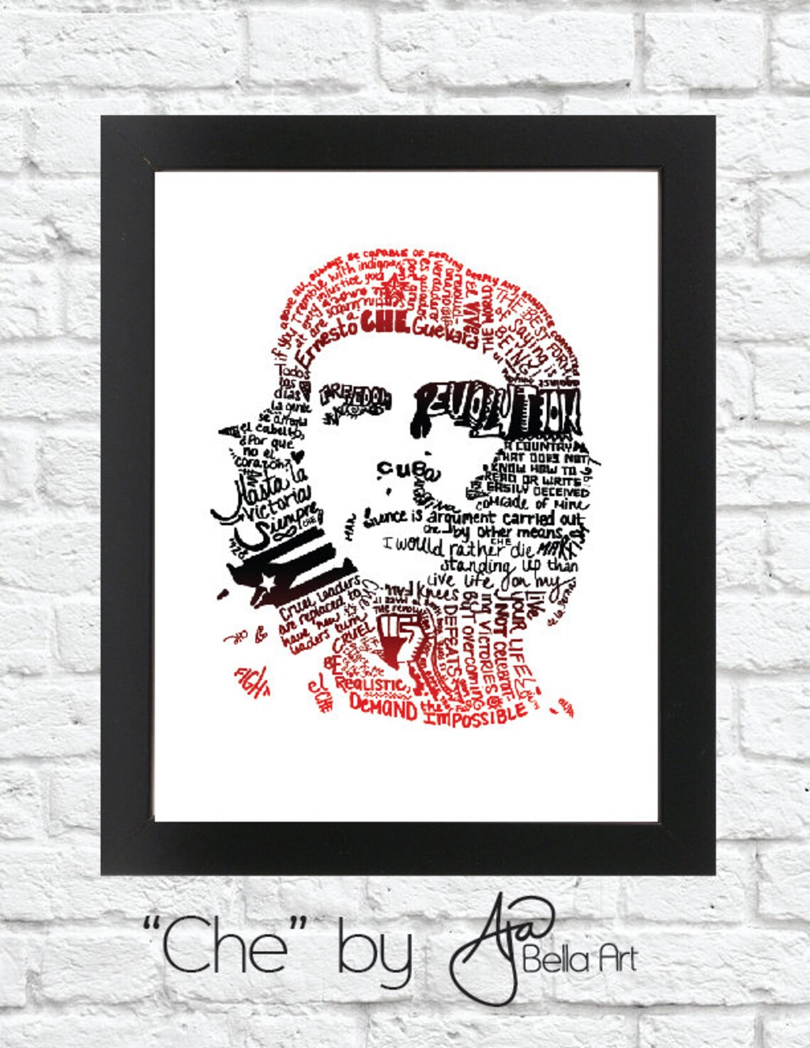 Red/black- CHE GUEVARA Word Art Print (digital Download) - Etsy