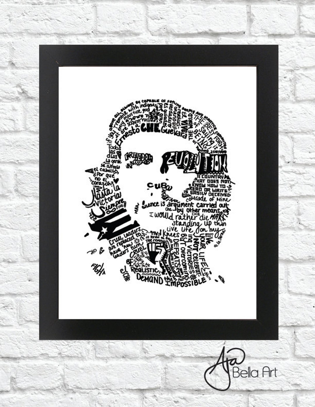 Black and White- CHE GUEVARA Word Art Print (digital Download) - Etsy