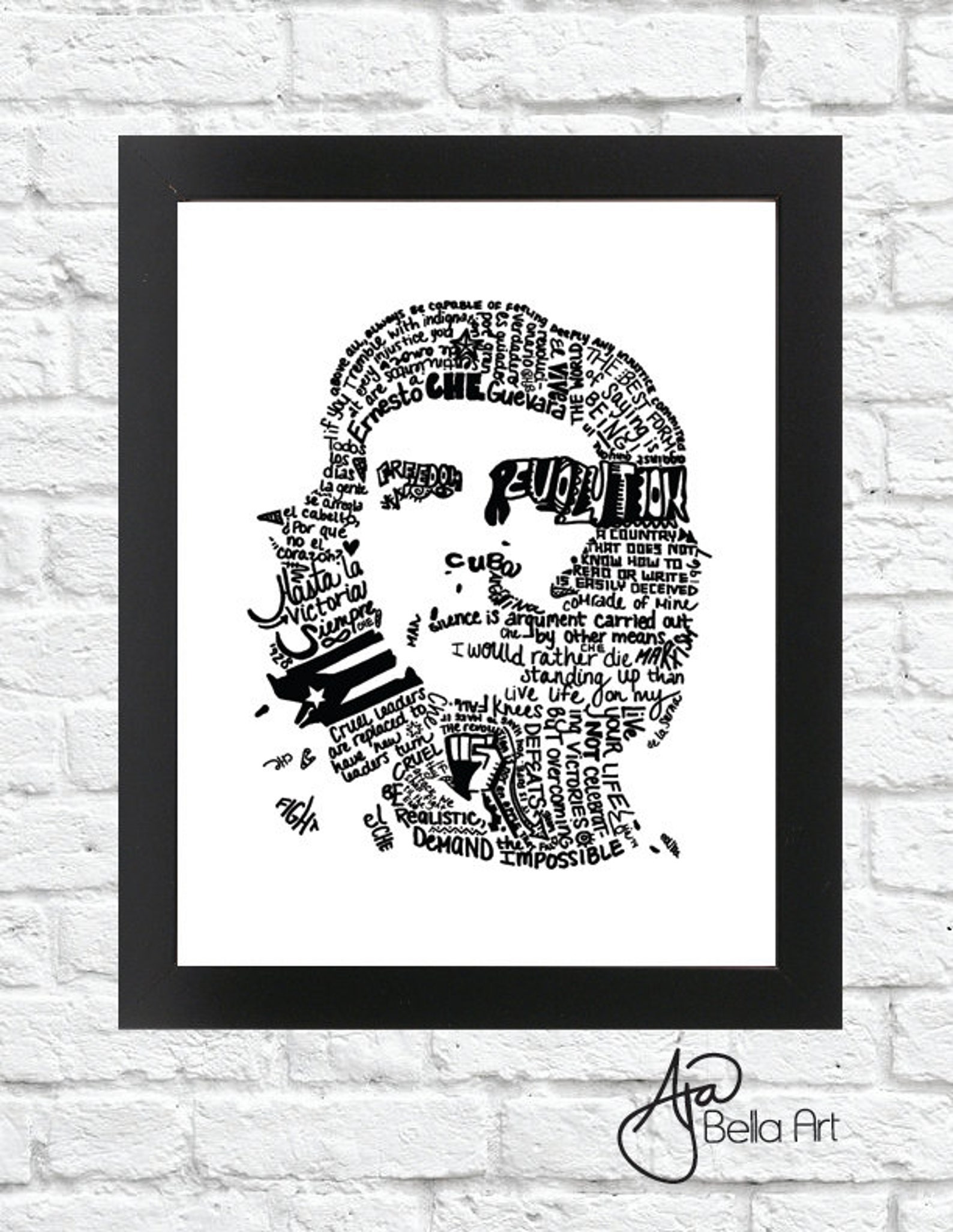Black and White- CHE GUEVARA Word Art Print (digital Download) - Etsy