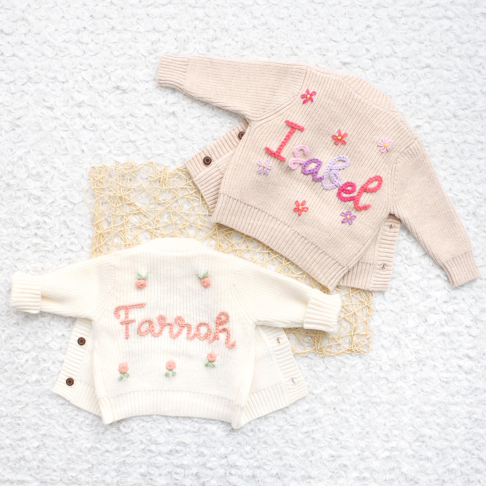 Embroidered Baby Name Cardigan, Personalised Baby Cardigan, Baby Coming ...