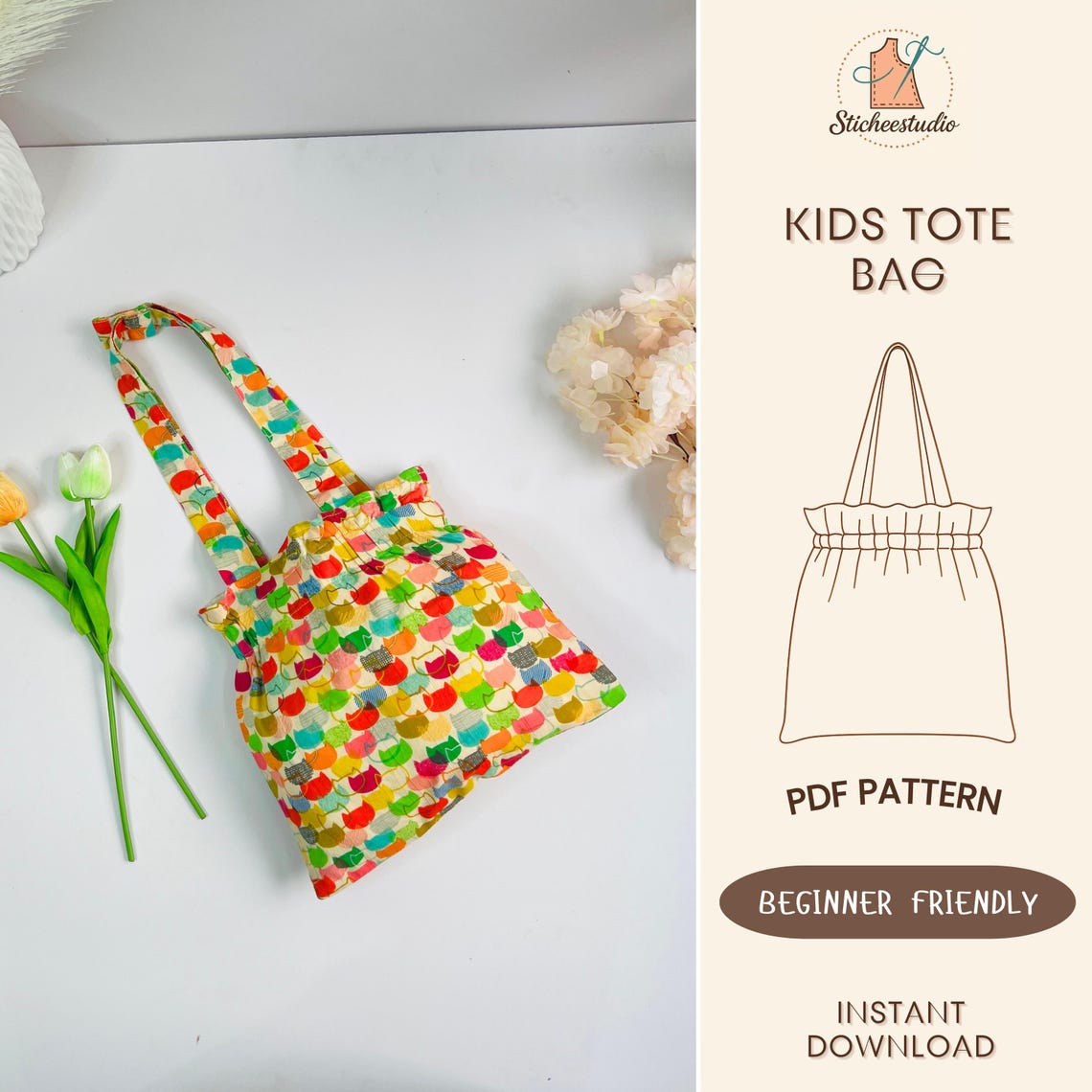 Easy Kids Tote Bag Sewing Pattern: DIY Child Size Bag (A4/US Letter PDF ...