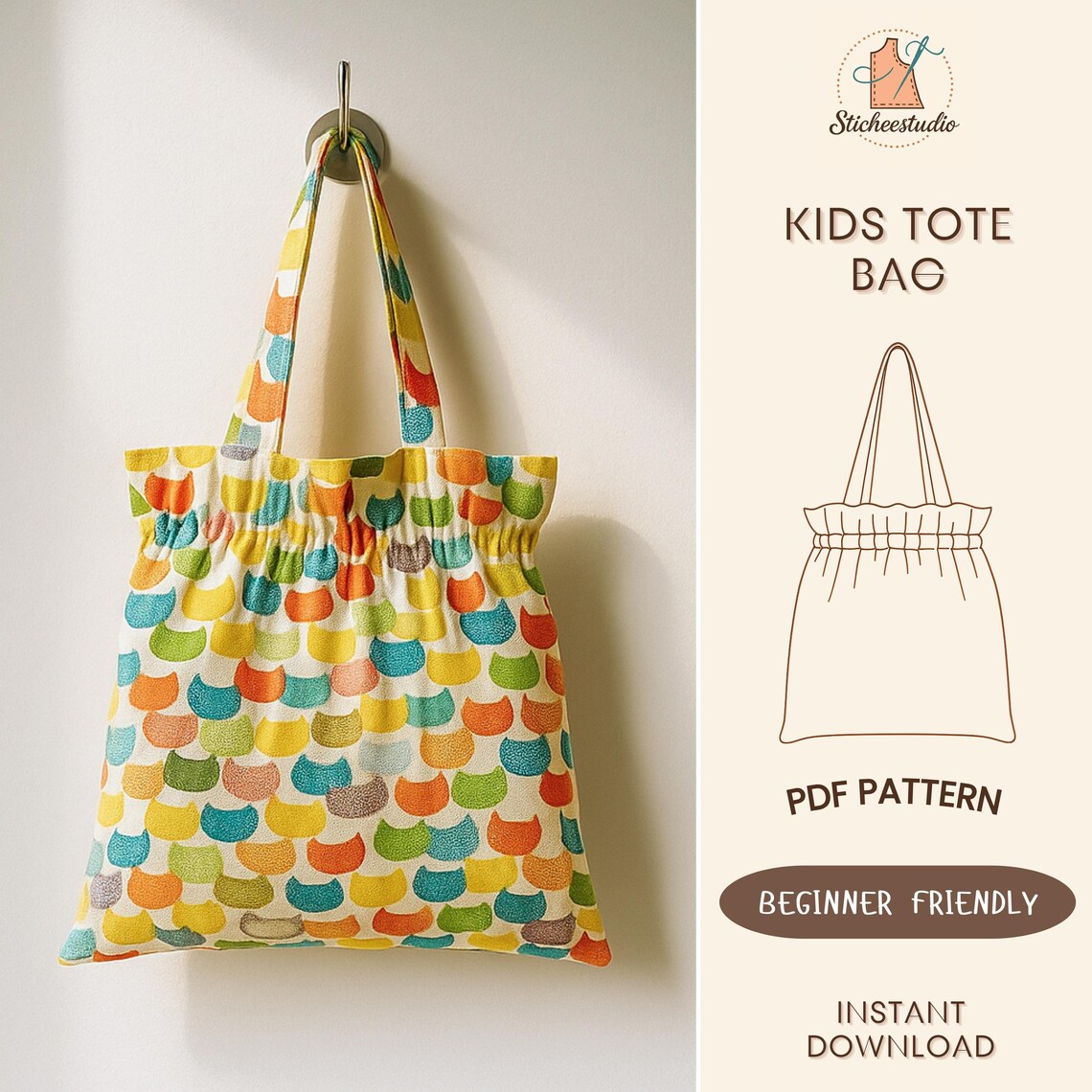 Easy Kids Tote Bag Sewing Pattern: DIY Child Size Bag (A4/US Letter PDF ...