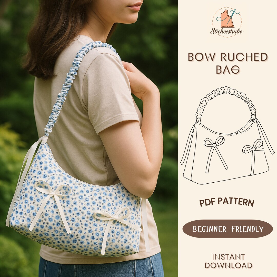 Drawstring Bow Bag Sewing Pattern: 2-in-1 Crossbody & Shoulder Bag, PDF ...