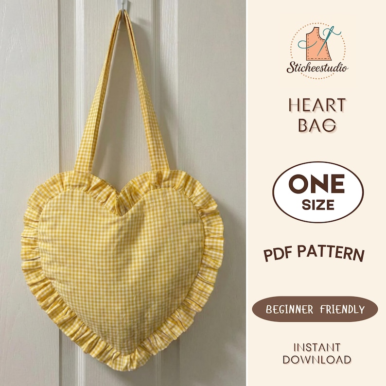 Heart Bag Sewing Pattern: DIY Tote Purse Template (PDF) - Etsy
