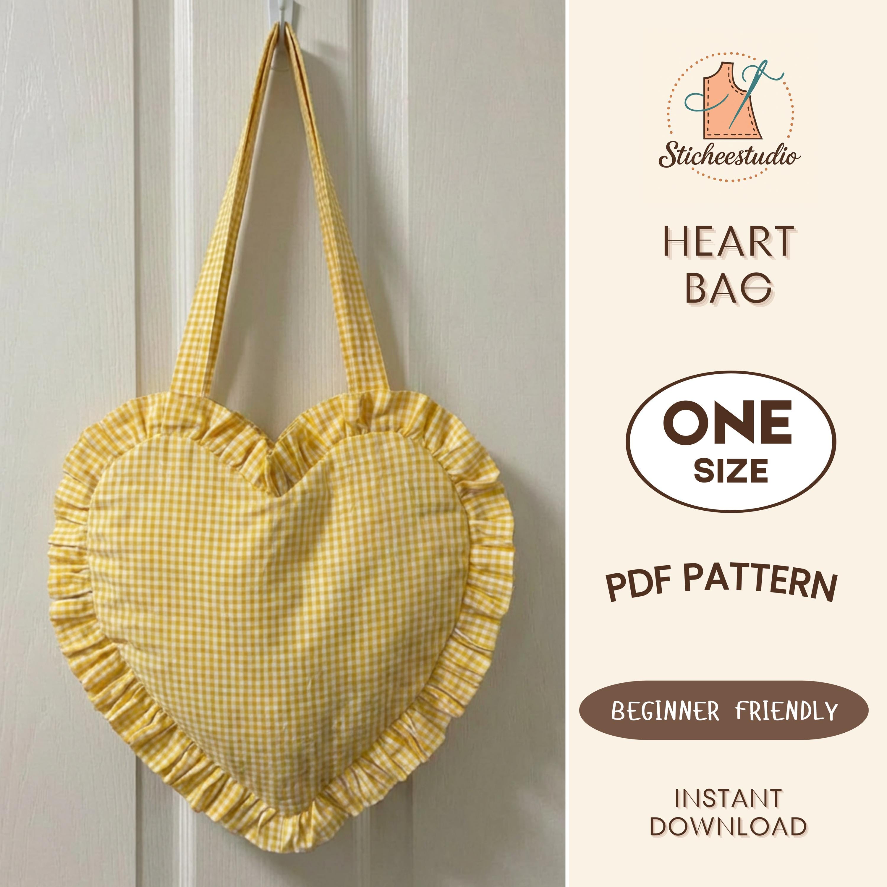 Heart Bag Sewing Pattern: DIY Tote Purse Template (PDF) - Etsy