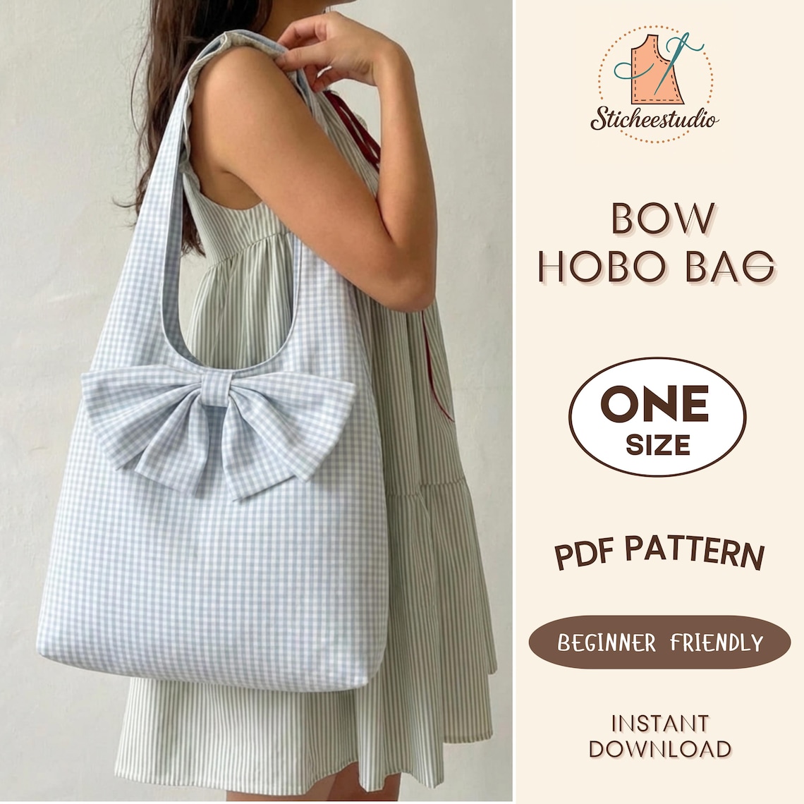 Bow Hobo Bag Sewing Pattern, DIY Slouchy Tote Bag (PDF Download) - Etsy
