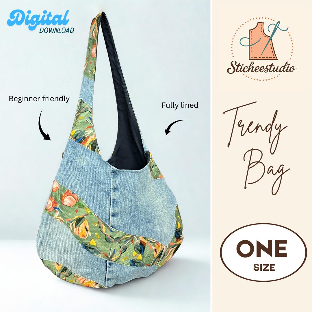 Round Bag Sewing Pattern PDF – Shoulder Tote With Sizes & Instructions ...