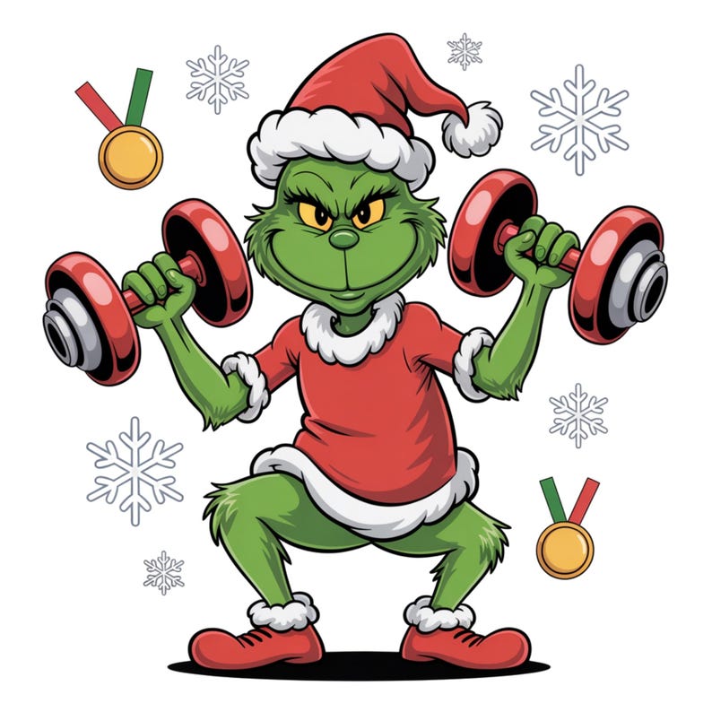 Grinch Christmas Gym Fitness PNG | Funny Grinch Lifting Weights | Easy ...