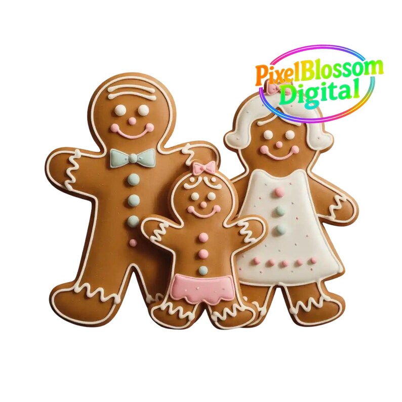 Gingerbread Family Clipart Set | Cute Christmas Cookie Pngs | Instant ...