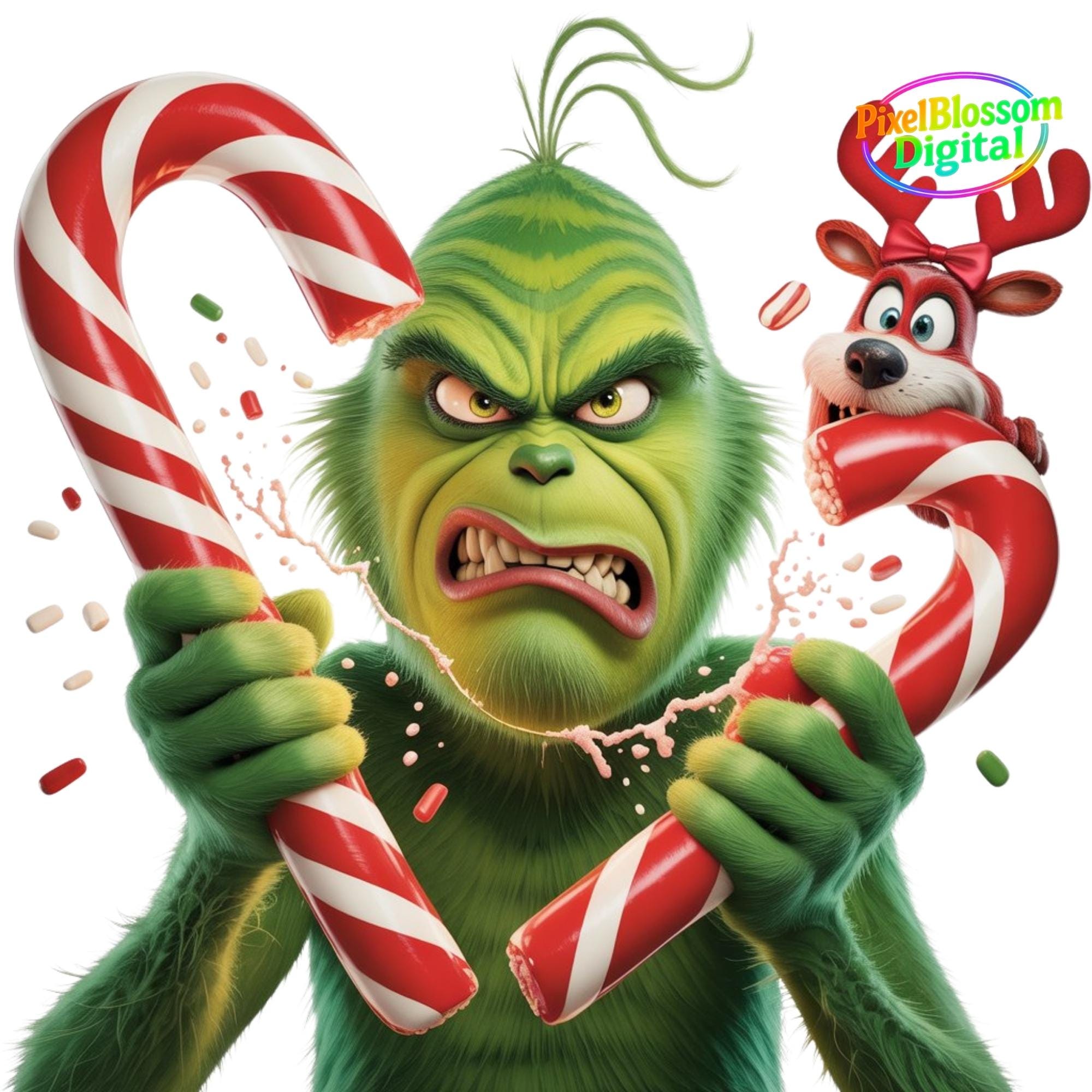 Grinch Candy Cane Smash PNG – Funny Christmas Art – Instant Easy ...