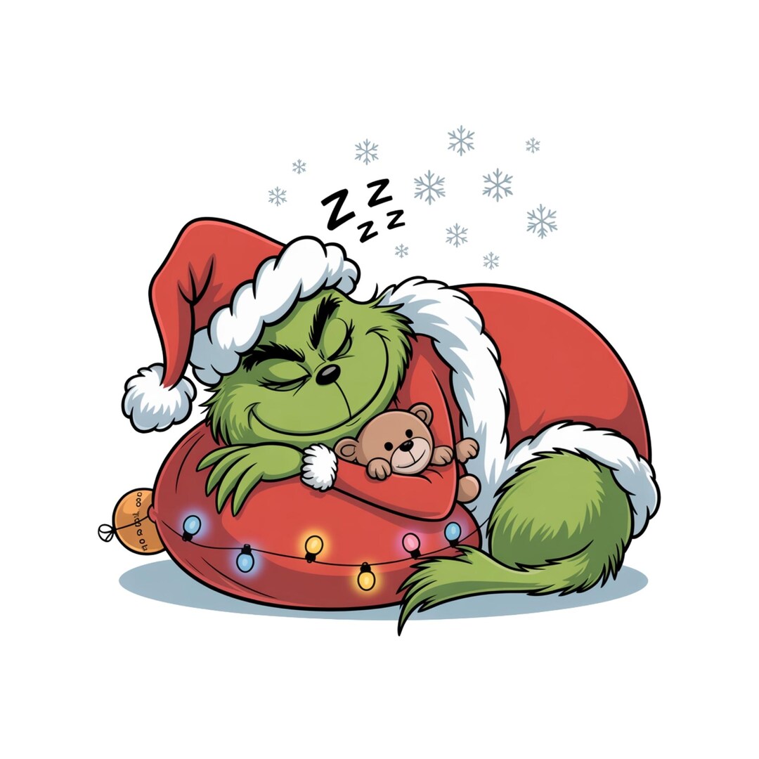 Cute Sleeping Grinch Christmas PNG | Holiday Sublimation Design | Easy ...