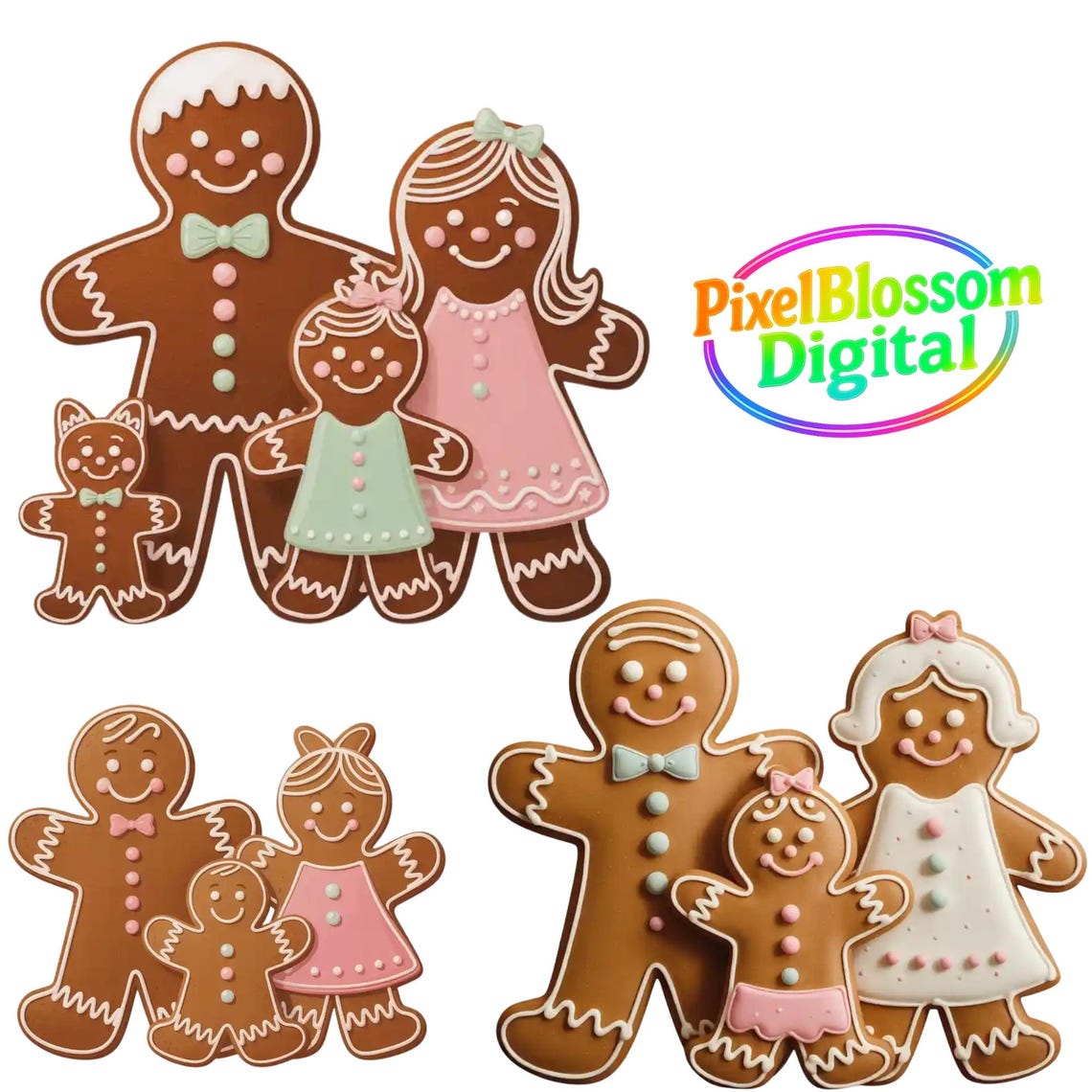 Gingerbread Family Clipart Set | Cute Christmas Cookie Pngs | Instant ...