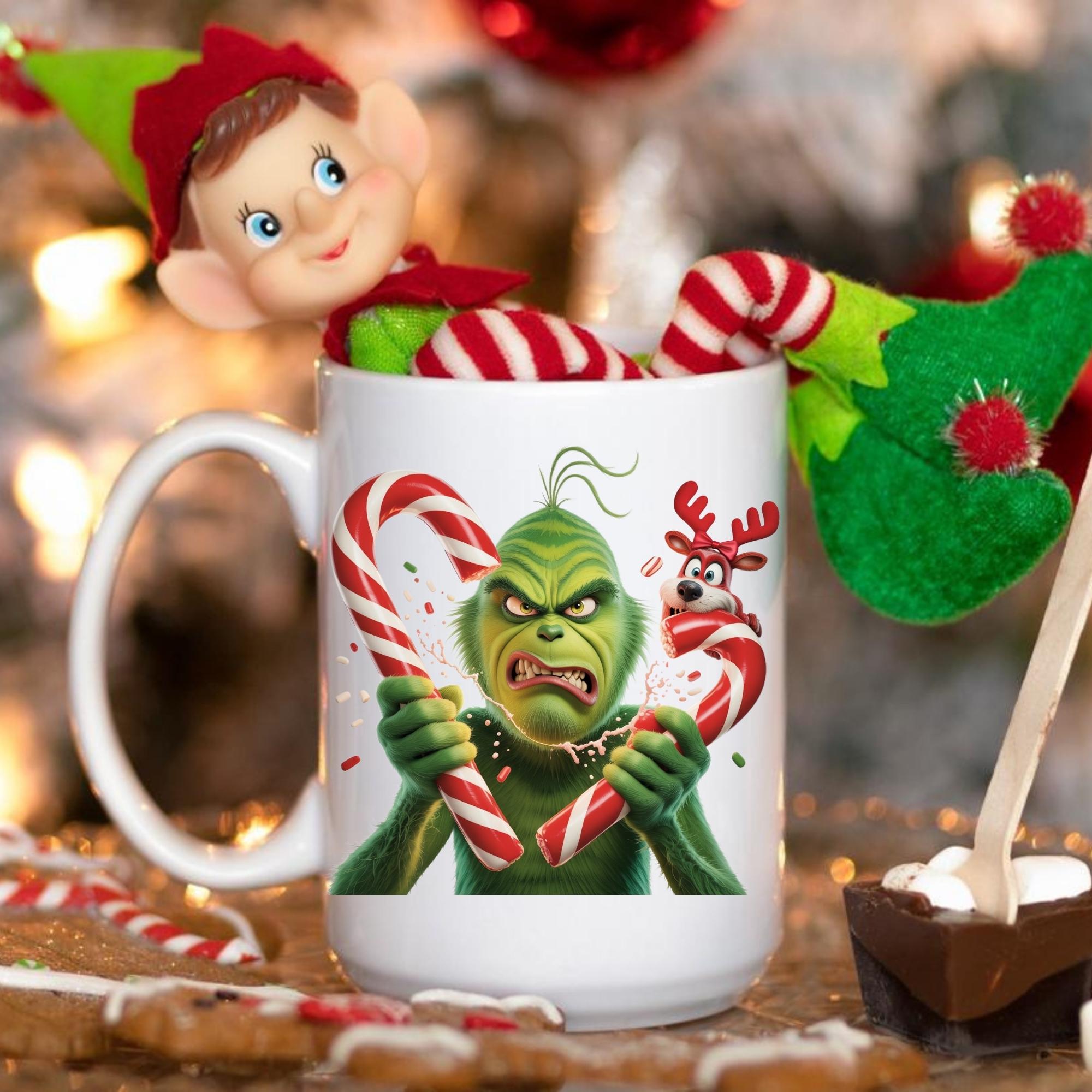 Grinch Candy Cane Smash PNG – Funny Christmas Art – Instant Easy ...
