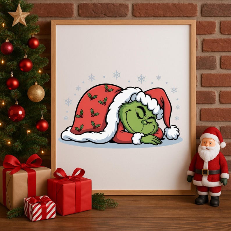 Cute Sleeping Grinch Christmas PNG | Holiday Sublimation Design | Easy ...