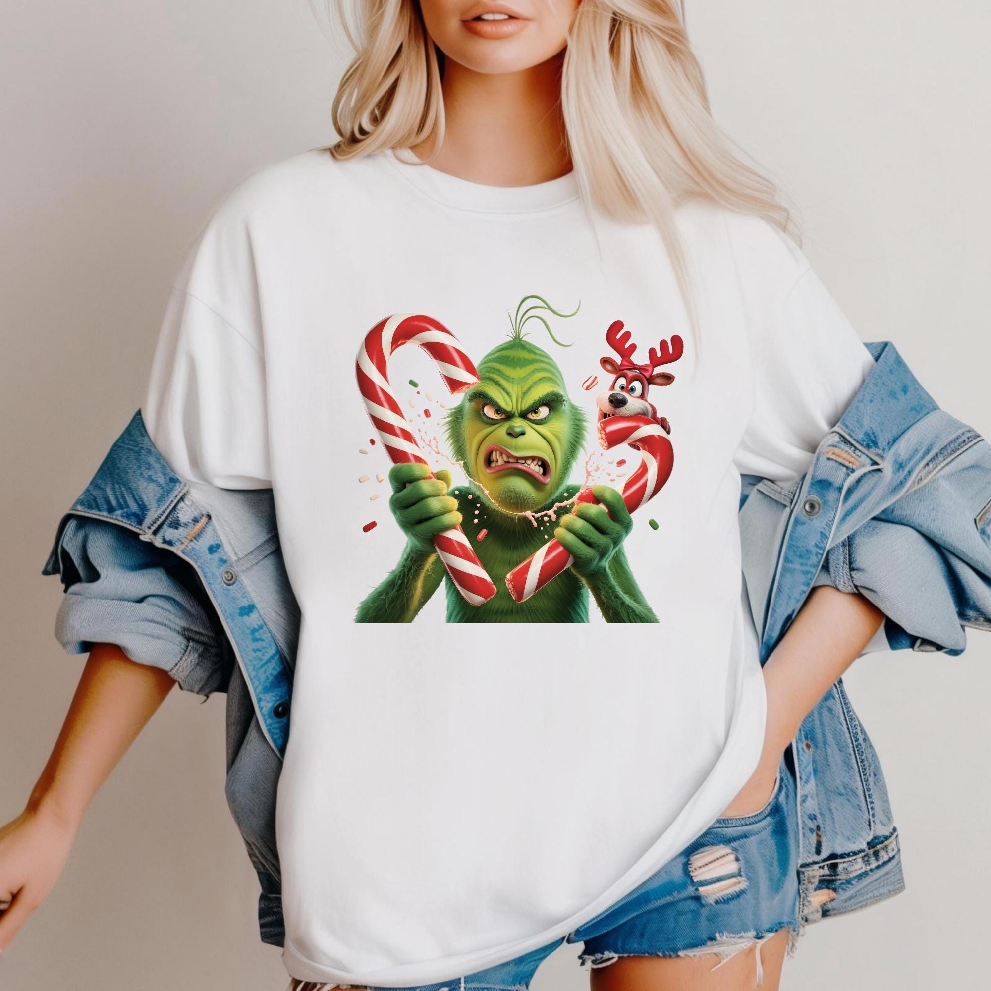 Grinch Candy Cane Smash PNG – Funny Christmas Art – Instant Easy ...