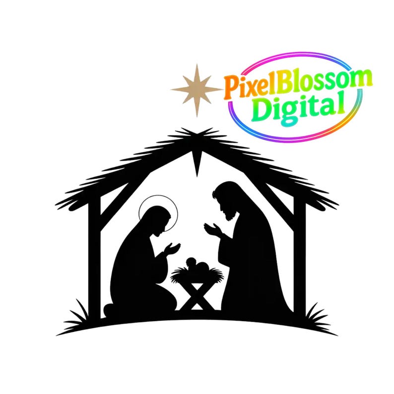 Nativity Scene Silhouette | Holy Family Christmas PNG | Religious ...