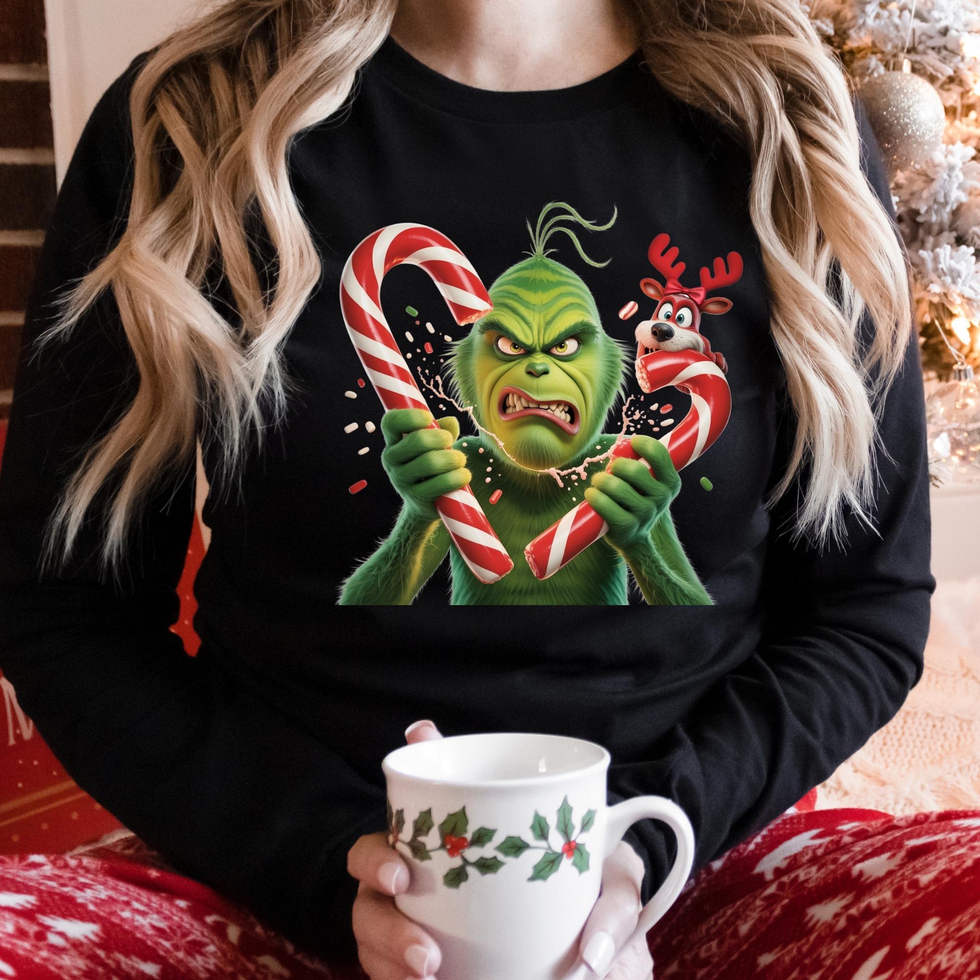 Grinch Candy Cane Smash PNG – Funny Christmas Art – Instant Easy ...