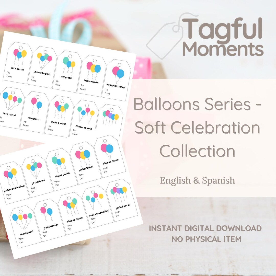 Balloons Series Printable Gift Tags | Soft Celebration Collection | 10 ...