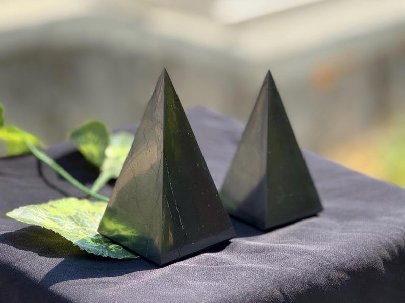Polished Tall Shungite Pyramid – Authentic Karelia Stone, Energy ...