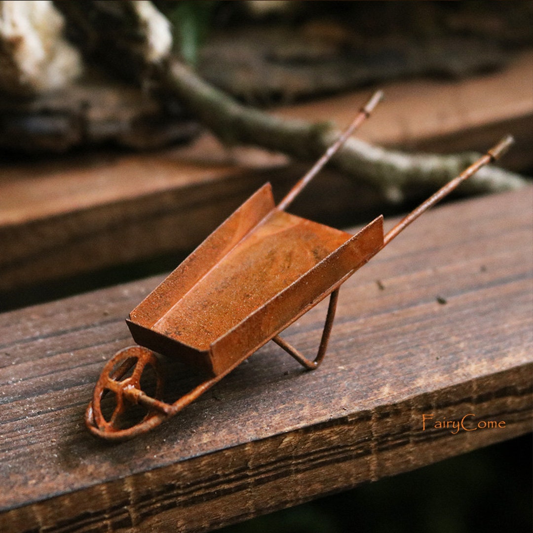 Rustic Vintage Wheelbarrow Miniature Fairy Garden Decor - Etsy