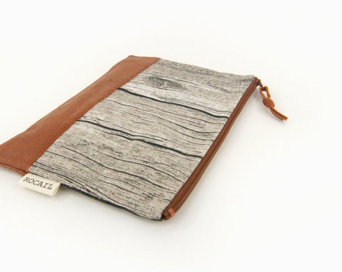Barnwood Zipper Pouch Wood Grain in Black Beige & Recycled - Etsy