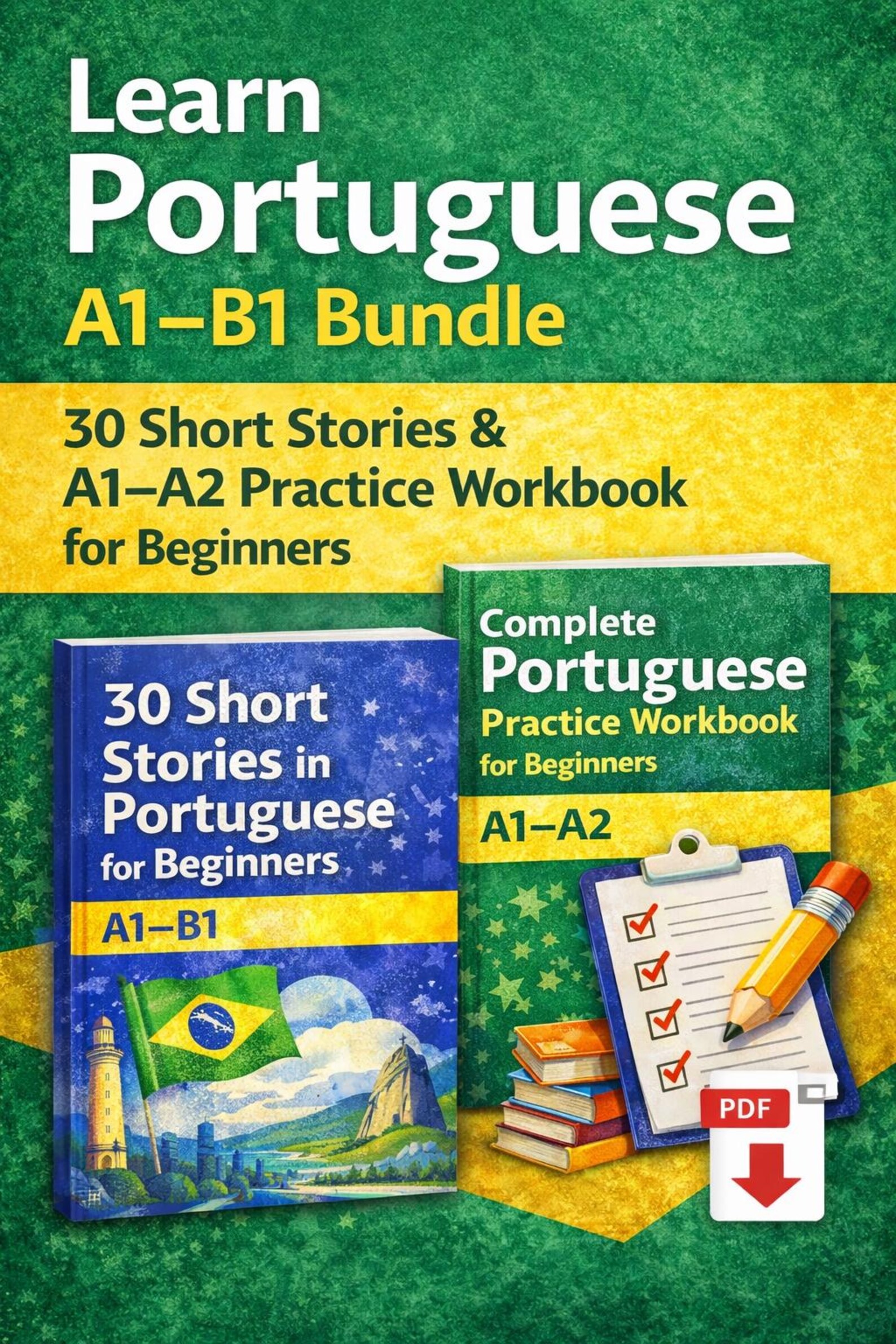 Portuguese A1-B1 Learning Bundle | 30 Short Stories & A1–A2 Practice ...