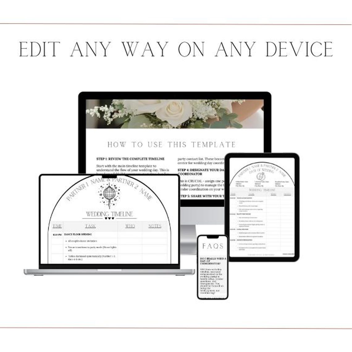 Detailed Wedding Timeline Template, Day-of Vendor Timeline, Editable ...