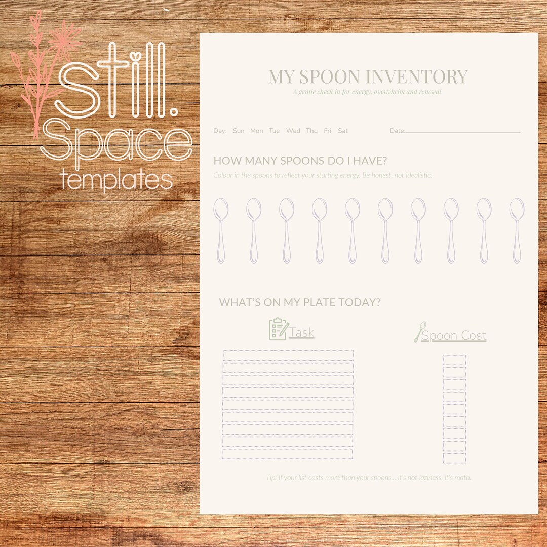 Spoon Tracker Printable Bundle – Spoonie Daily Tracker + Quote Cards ...