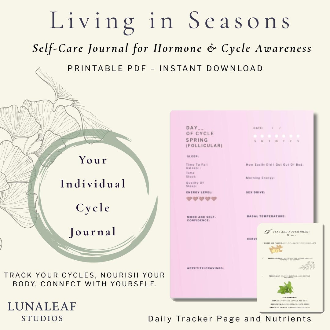 Living in Seasons – Printable Cycle Journal | Self-care PDF for Hormone ...