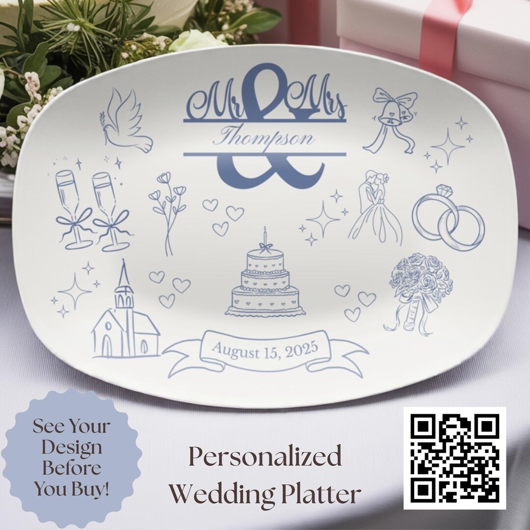 Personalized Wedding Plate With Name & Date Mr and Mrs Oval Keepsake ...