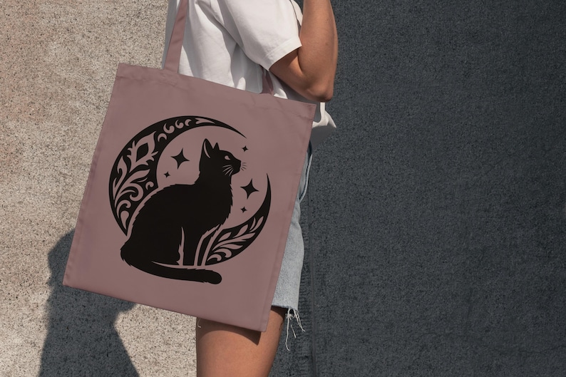 Cat and Moon Phases SVG Bundle | Cat Silhouette SVG | Black Cat Moon ...