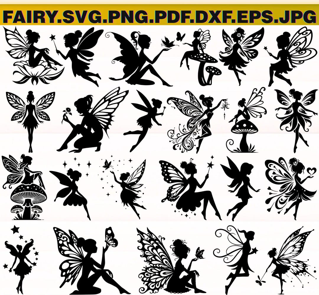 Fairy Silhouette SVG Megapack | Fairy SVG Bundle | Fairy Clipart ...