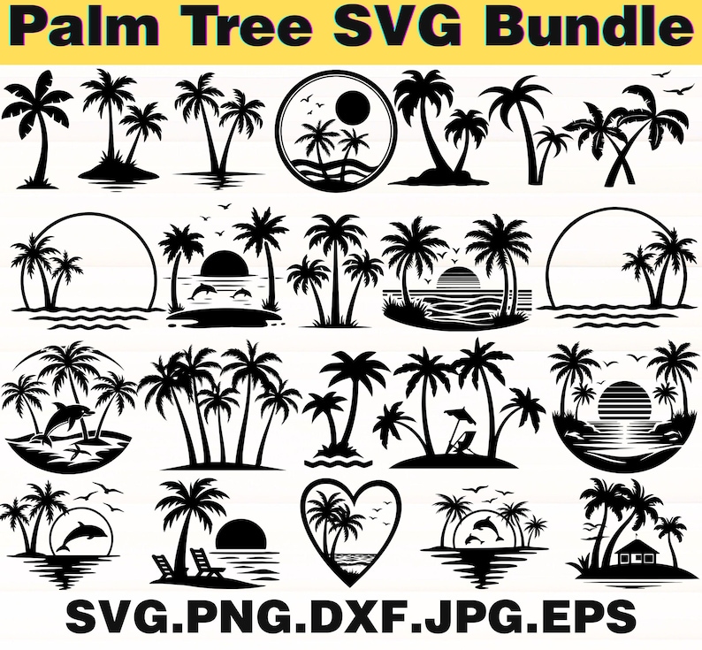 Palm Tree SVG Bundle, Palm Tree Clipart, Palm Tree SVG, Palm Tree ...