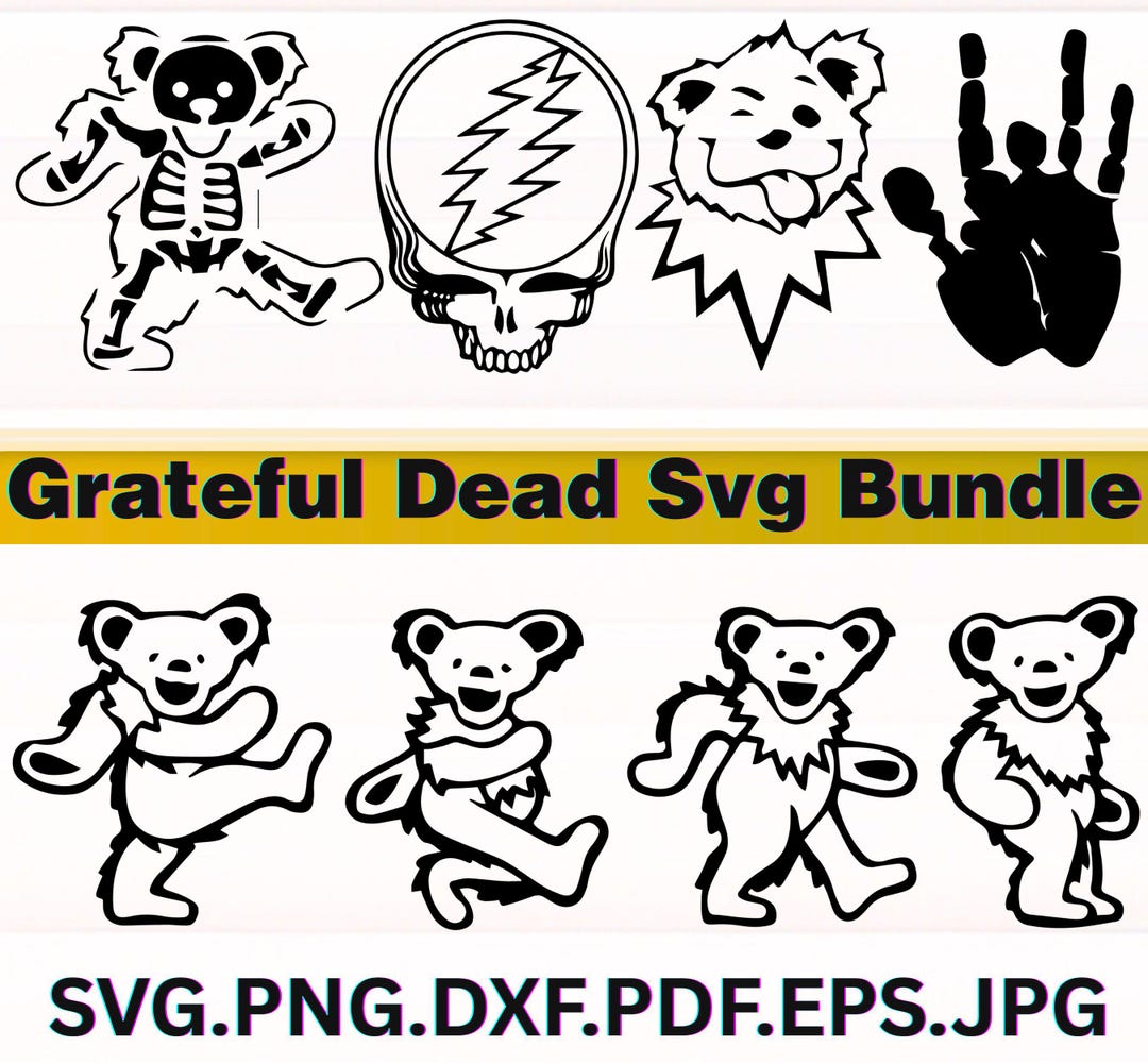Grateful Dead SVG Bundle | Dancing Bears, Skull & Roses Svg | Grateful ...