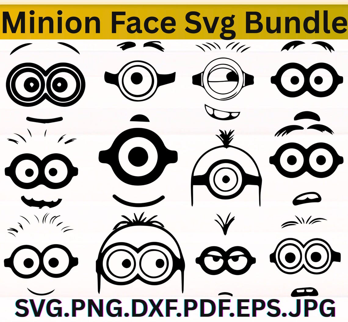 Minion Face SVG Bundle | Cute Minions Face Clipart | Minion Eyes & Head ...