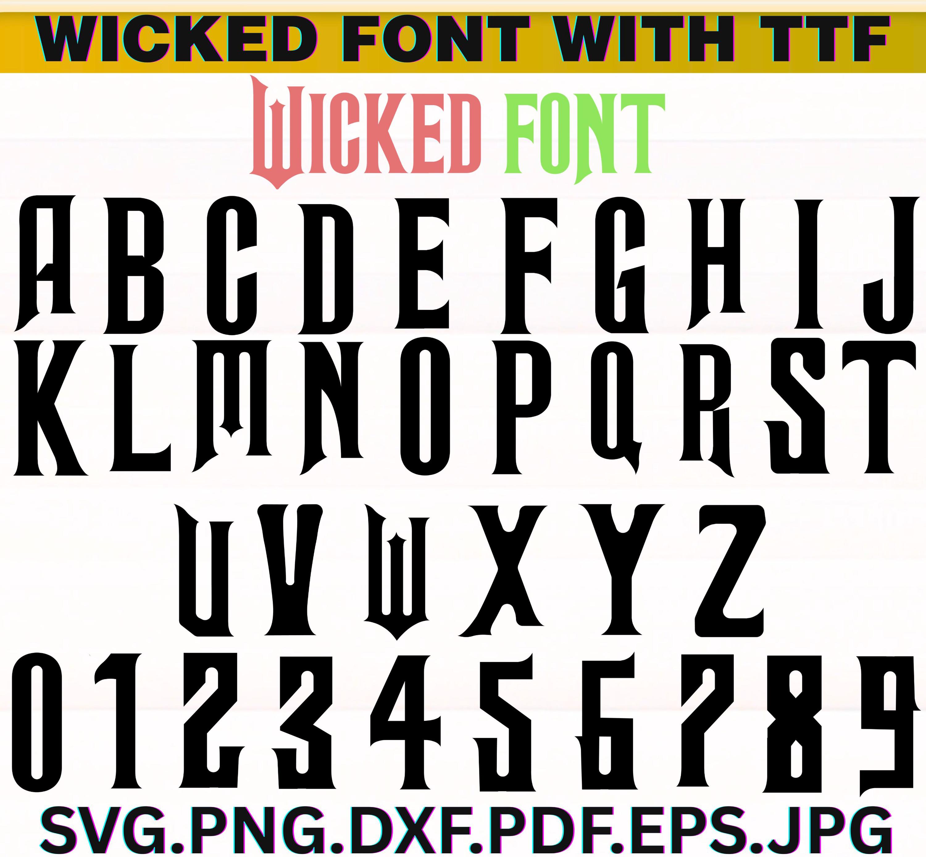 Custom Wicked Font TTF | Musical Font SVG | Wicked Letters & Numbers ...