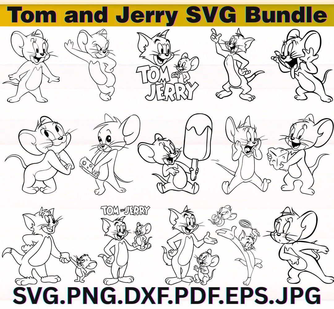 Tom and Jerry SVG Bundle | Cartoon Mouse & Cat Vector Cut Files | Funny ...