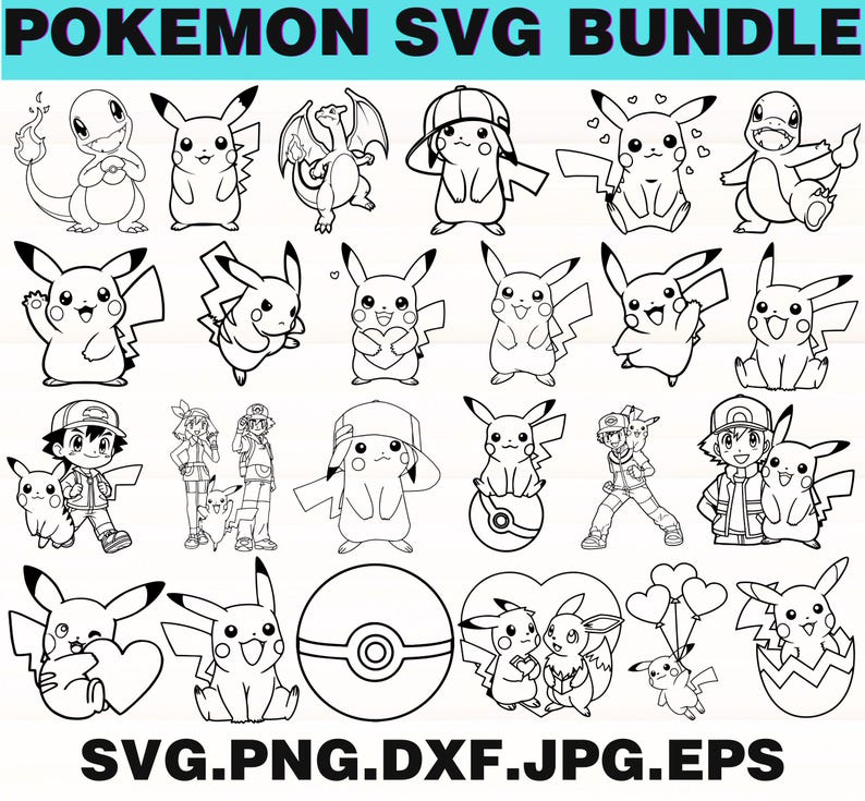 Pokemon Svg Bundle, Cartoon Svg Bundle, Pokemon Clipart, Pokemon ...